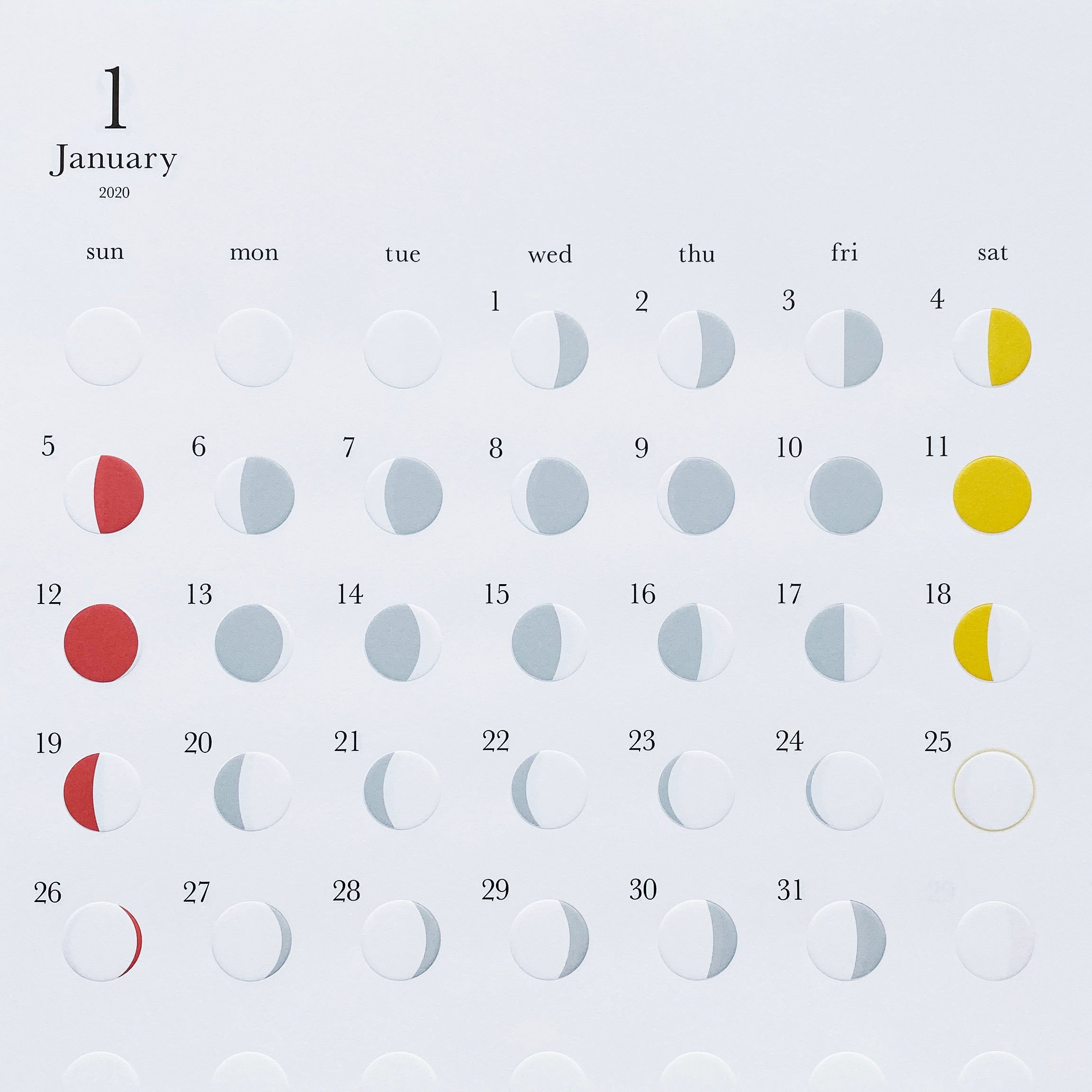 Embossed Moon Calendar, Color | LLTO, Live Light Travel Often